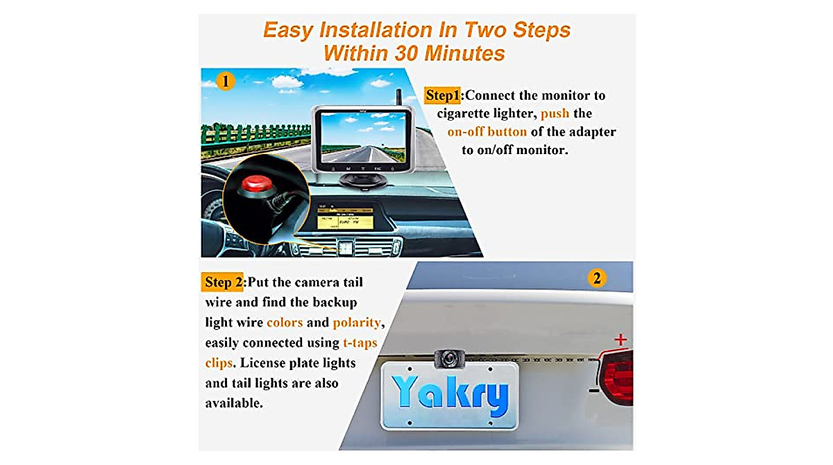 Yakry Wireless Backup Camera Trucks Cars HD 1080P 5 Inch Monitor ...