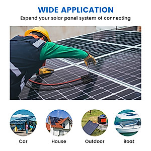 MOSWAG Solar Cable 3FT 12AWG Solar Panel Extension Cable, MC4 Extension Cable with Male and Female Connectors for Solar Panel Connector, Solar Controller, Battery