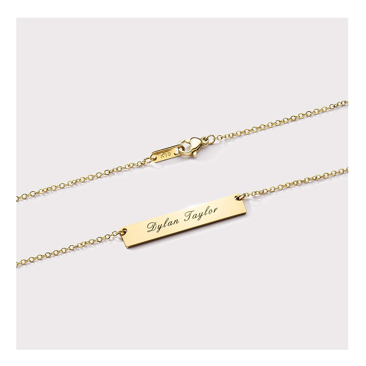 Caramel Sweet Life Personalized Stainless Steel Horizontal Bar Necklace Pendant 5 Colors with Chain (Golden)