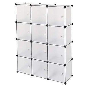 12-Cube Storage Shelf Cube Shelving Bookcase Bookshelf Organizing Closet Toy Organizer Cabinet White Color