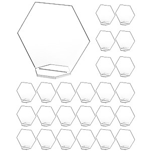 QWORK Clear Acrylic Hexagonal Place Cards, 25 Pack Acrylic Tabletop Sign & Holder, DIY Table Name Cards Plates for Wedding Reception Event Party Centerpiece Table Decorations
