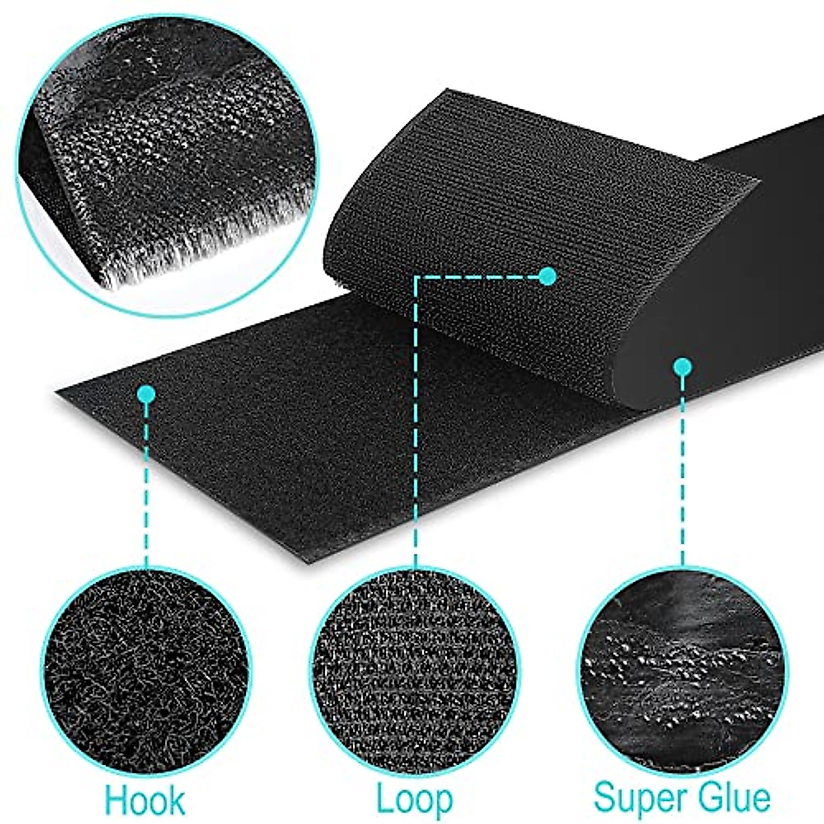 6 in x 10 ft Rolled Couch Cushion Grip Tape, Hook and Loop Tape with Adhesive to Keep Couch Cushions from Sliding, for Couch, Sofa and Mattress (Black）