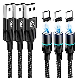 USB Type C Cable, CAFELE 3 Pack 5A USB 3.0 Nylon Braided Fast Charging Cable USB-A to USB-C Charger Cord Compatible for Samsung Galaxy S9/S8 Plus/Note 8, Huawei, LG V30/V20, Google (Black x 3)