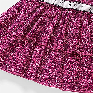 L.O.L. Surprise! Girls Tiered Dress Figure Print Layered One Shoulder Casual Dress Flowy Summer Dress Size 6-12 Deep Magenta 7-8 Years