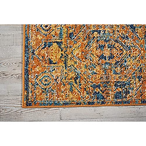 Nourison Passion Persian Teal/Sun 1'10" x 2'10" Area -Rug, Easy -Cleaning, Non Shedding, Bed Room, Living Room, Dining Room, Kitchen (2x3)