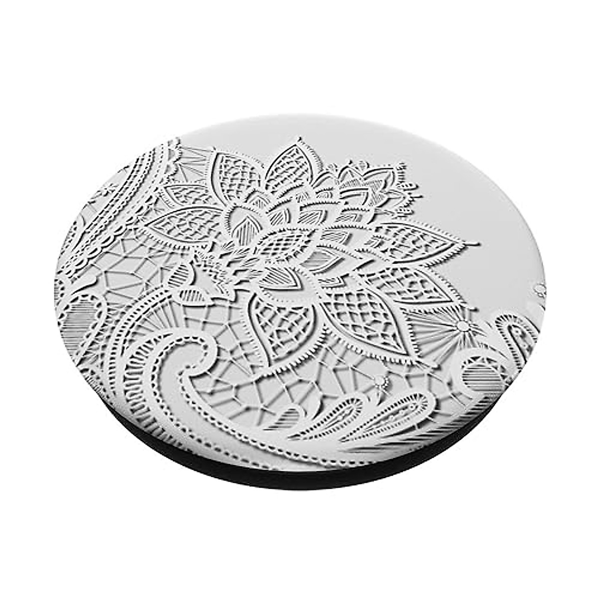 White Floral Lace Mandala Phone Popper PopSockets Standard PopGrip