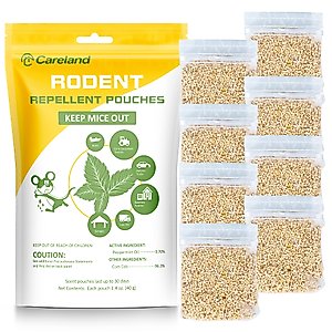 Careland Rodent Repellent Pouches Mouse Repellent, Natural Pest Repeller for Indoor, Peppermint Oil to Repel Rodents, Mice, Rats & Other Pests - 8 Pouches