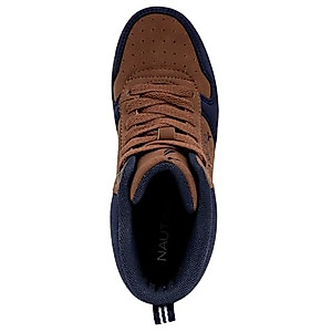 Nautica Boys High-Top Sneakers Lace-Up Trainers Basketball Style Shoes-Oakford Youth-Chestnut Navy Size-7