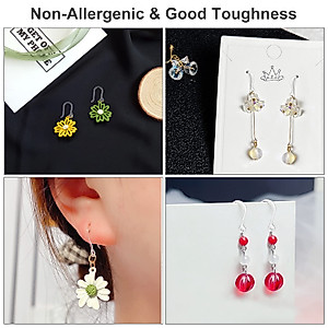 200Pcs 0.65mm Plastic Earring Hook Clear Ear Wire Hooks Safety Earring Fish Hooks Findings Components for Women Girls DIY Jewelry Making