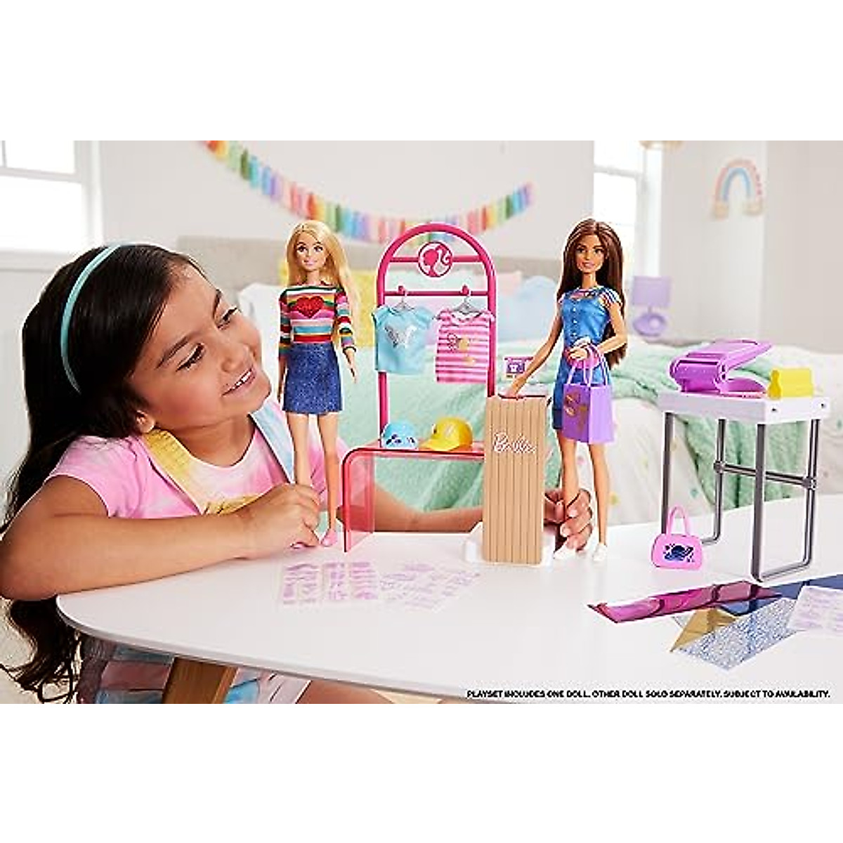 Barbie Doll & Accessories, Make & Sell Boutique Playset with Display Rack, Create Foil Designs Medium
