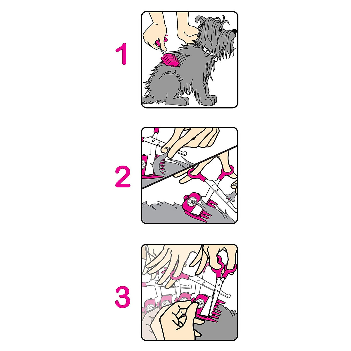 SCAREDY CUT Silent Pet Grooming Kit for Dog, Cat and All Pet Grooming - A Quiet Alternative to Electric Clippers for Sensitive Pets (Right-Handed Pink)