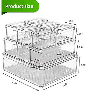 Mytkoj Refrigerator Organizer Bins,Stackable Refrigerator Organizer,Refrigerator Organizer Bins with Lids Sets,use for Food,Fruits,Drinks,Vegetable Storage (10pack)