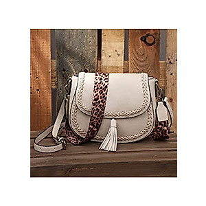 YAQUNICER Women Retro Crossbody Handbag Saddle Tassel Satchel Purses Shoulder Bag-Off White