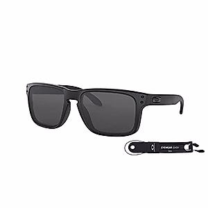 Oakley Holbrook OO9102 9102E5 Matte Black/Grey Sunglasses For Men Bundle Leash + VISIOVA Accessories