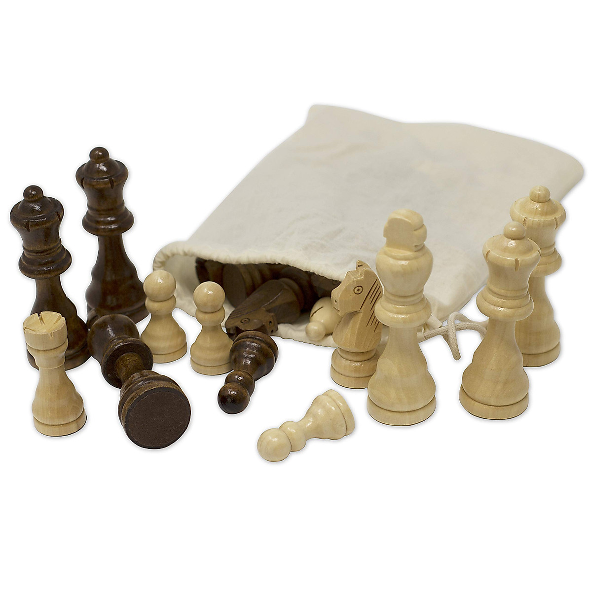 GrowUpSmart Staunton Chess Pieces with Extra Queens | Size: XLarge - King Height: 4 inches | Wood