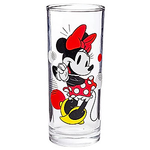 Silver Buffalo Disney Minnie Red Stripe Dots 4 Pack Tumbler Glass Set, 10 Ounces