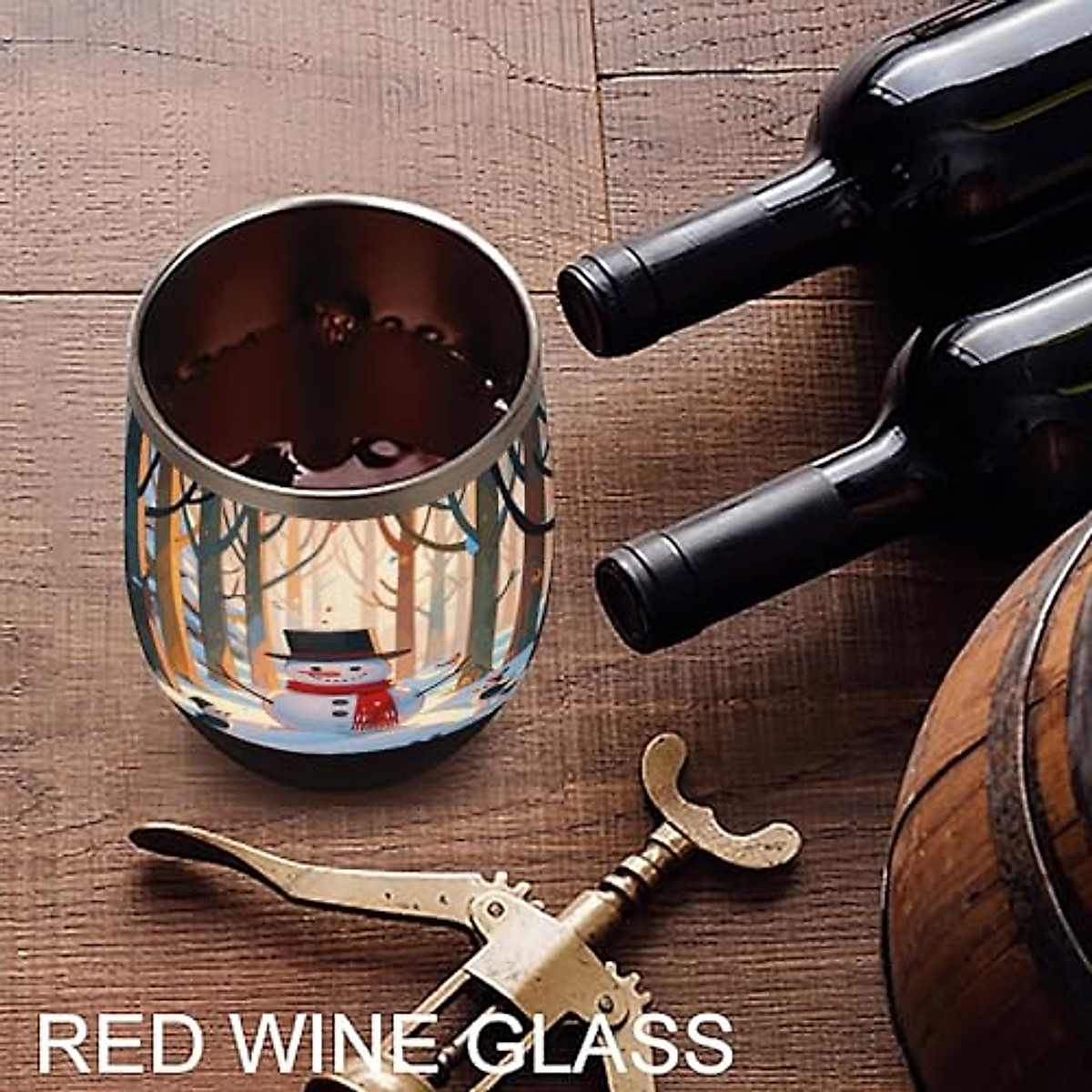 OPTKSNCU 304 Stainless Steel Insulated Cup with Lid, Snowman Christmas Print Durable, And Easy to Clean – Ideal for Home, Office, And Gift Giving