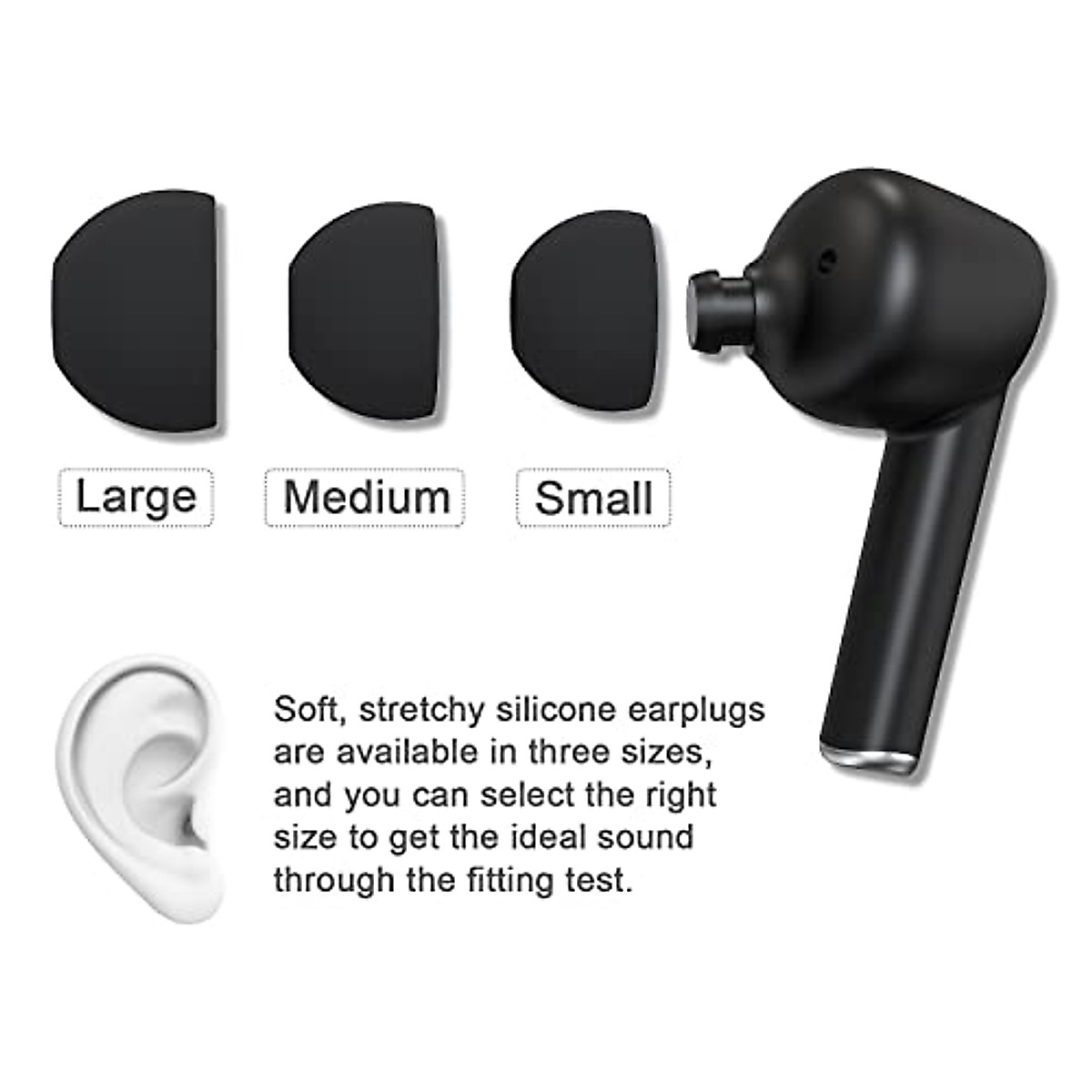 Ptuxc True Wireless Earbuds Bluetooth Headphones in Ear Headphones,Bluetooth 5.2,IPX5 Waterproof,Black