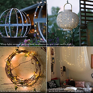 Binval Solar String Lights, 72ft 200Led, Copper Wire Led String Lights Ambiance Lighting for Patio, Lawn, Garden, Landscape, Home, Wedding, Christmas Party, Xmas Tree, Waterproof (Warm White, 2-Pack)