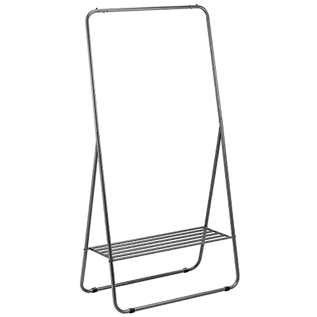 mDesign Garment Rack, Portable, Tall Vertical Storage Unit with Shelf - Sturdy Steel Frame, for Bedroom, Hallway, Entryway, Closets - Graphite Gray