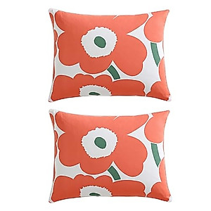 Marimekko - Duvet Cover Set, Super Soft Organic Bedding, Casual Home Decor (Unikko Orange, Queen)