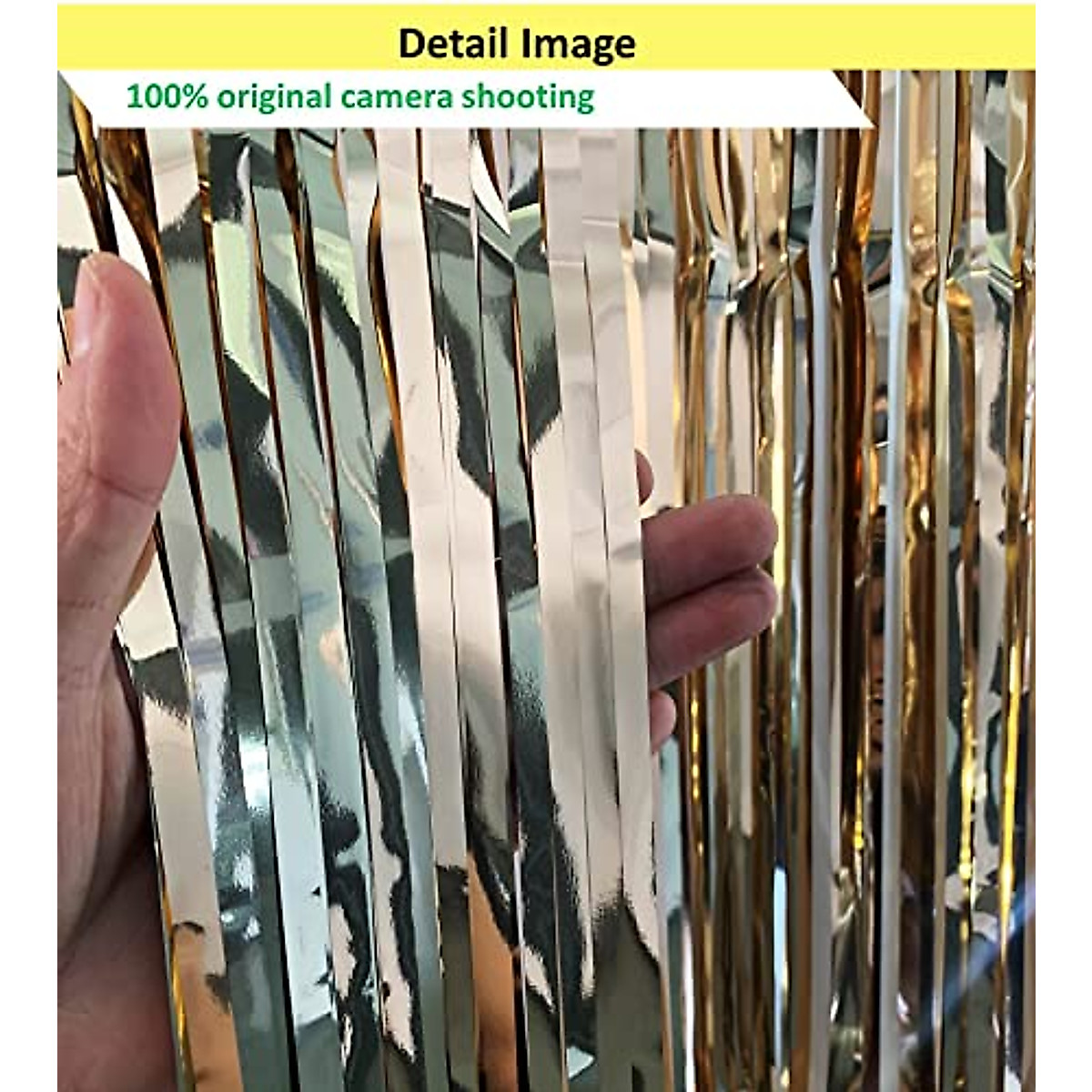 Buyuget 2 Pack Large 3.2 x 8.2 ft Champagne Gold Tinsel Foil Fringe Backdrop Curtain Party Decoration - Doorway Streamer Curtain Photo Backdrop for Birthday Wedding Engagement Party Decor