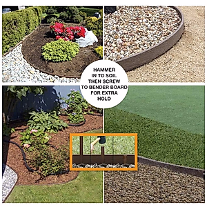 USA Made - Heavy Duty Landscape Edging, Garden Planter & Pathway Bender Board Edge Border Kit - Thick Terrace Board 3.3" H x 16'ft L - Includes 4 Stakes