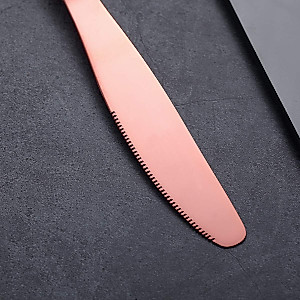 Rose Gold Flatware Set 20 Piece Service for 4, Copper Plated Stainless Steel Silverware set Service for 4 (Shiny, Copper)