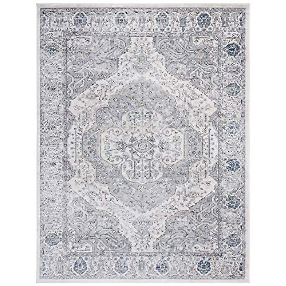 SAFAVIEH Oregon Collection 8' x 10' Ivory/Grey ORE867A Oriental Distressed Non-Shedding Living Room Bedroom Dining Home Office Area Rug