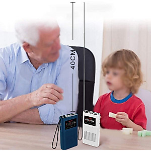 Portable Pocket AM FM Transistor Radio Powerful Flashlight Powered by 1500mah Battery (Included),Ultra-Long Antenna Best Reception Best Sound Quality (Blue)