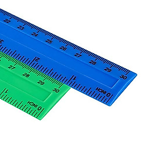 20 Pack Plastic Ruler 12 Inch Straight Ruler with Inches and Metric Bulk Rulers for School Classroom, Home, or Office (Colorful)