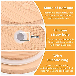 4 pcs Bamboo Lids for Glass Cups Lids for Glass Cups Silicone Lids for Cups Bamboo Lid