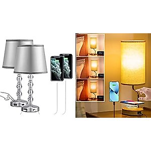 Unfusne Lamps for bedrooms Set of 3, Touch Control Table Lamp 3 Way Dimmable Nightstand Lamp with White Fabric Shade, Small Lamp