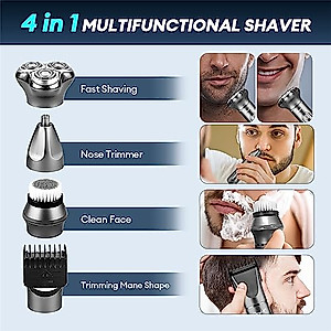 CkeyiN Man’s Electric Shaver, Rechargeable Cordless Foil Shaver Razor with Replaceable Foil Head, Multifuctional Wet & Dry Foil Shaver (Grey)