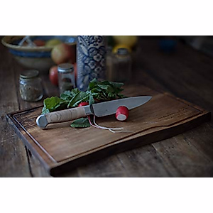 Ferrum Estate Double Bolster Duel Edge Utility Knife, 5-Inch, Maple