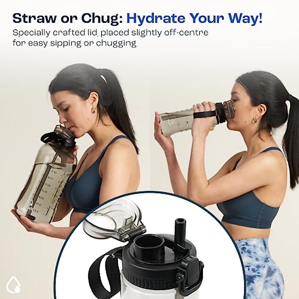 AQUAFIT 24oz Water Bottle with Straw & 2-in-1 Lid - BPA-Free, Durable, Reusable, Stylish, Motivational