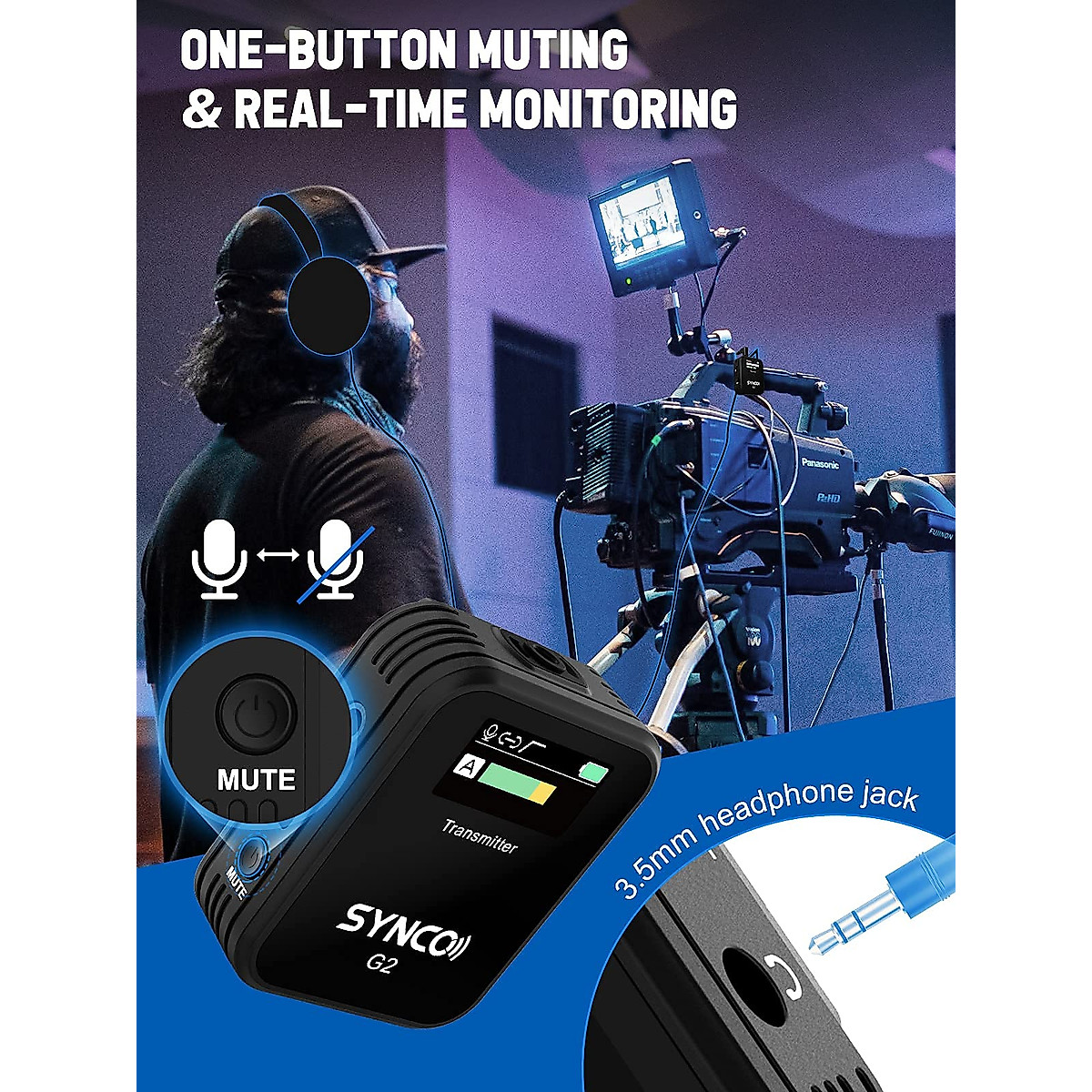 SYNCO G2(A2) Wireless Lavalier Microphone and an Extra 6M Cord lavalier Microphone