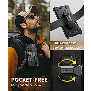 Tongate for Samsung Galaxy S23 Ultra Case, [Bulit-in Slide Camera Cover & Screen Protector] [2 Front Frame] Military Grade Shockproof S23 Ultra Phone Case with Kickstand & Belt-Clip 6.8", Black