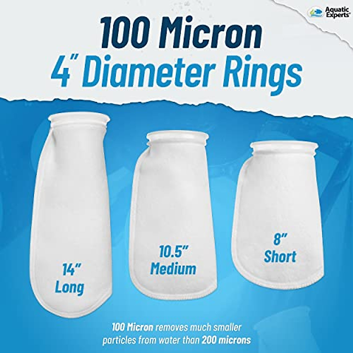 Filter Socks 100 Micron - Threaded Seams - Aquarium Felt Filter Socks - Made in The USA (4"x8", 4 Pack)