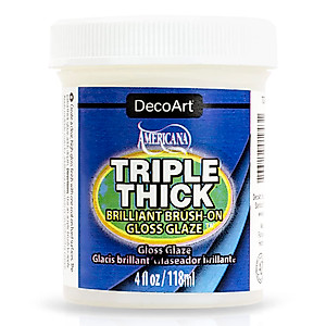 DecoArt TG01-10 Triple Thick Gloss Glaze, 4-Ounce Triple Thick Gloss Glaze (Jar), White