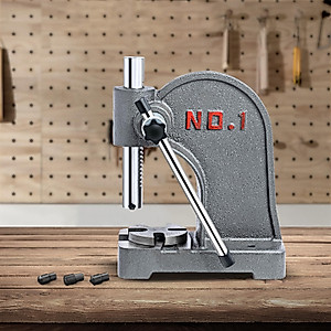 CXRCY Arbor Press 1 Ton Round Ram, Cast Iron Heavy duty Upgraded Manual Arbor Press 1 Ton, 5.5" Maximum Height, Desktop Arbor Press, Metal Punch Press Machine for Stamping Bending Forming Stretching