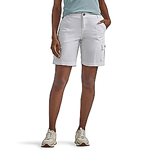 Lee Women's Plus Size Flex-to-go Mid-Rise Relaxed Fit Cargo Bermuda Short, White