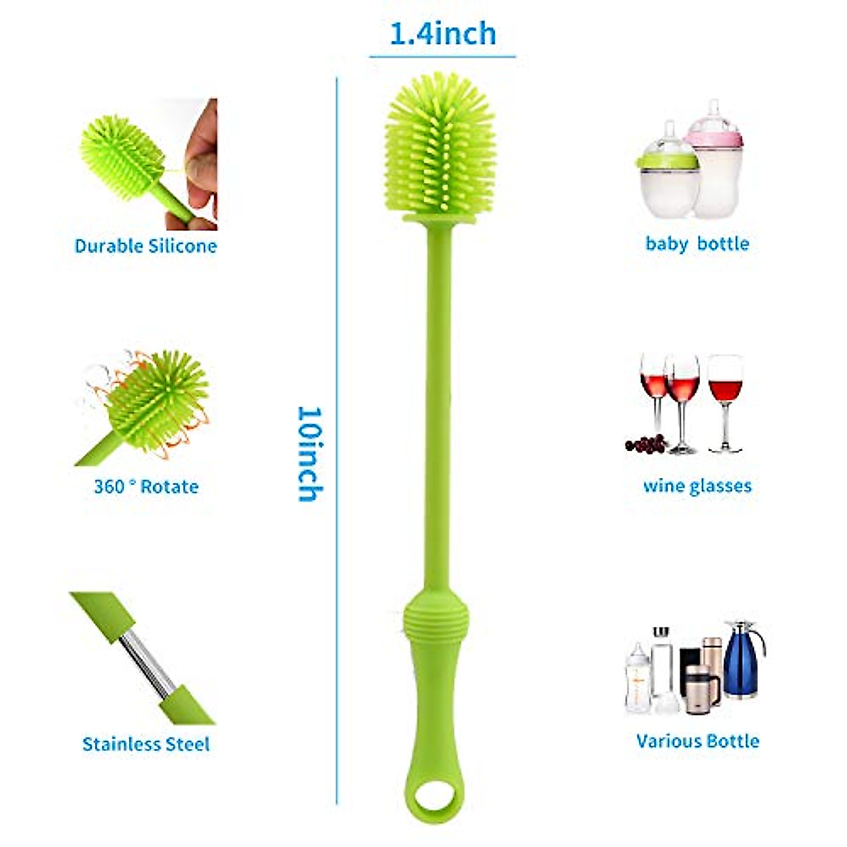 Food Feeder Baby Fruit Feeder Pacifier (3 Pcs) with 6 Different Sized Silicone Pacifiers 2 PCS Silicone Baby Food Dispensing Spoon 90ML with 2 Baby Spoons Silicone Bottle Brush Pacifier Clip