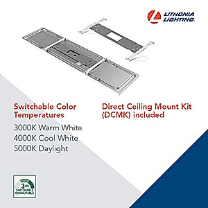 Lithonia Lighting CPANL 2X2 33LM SWW7 120 TD DCMK 2 Ft. x 2 Ft. LL CPANL LED Flat Panel with 3300 Lumens and 3500 to 5000K Switchable CCT with Direct Ceiling Mount Bracket