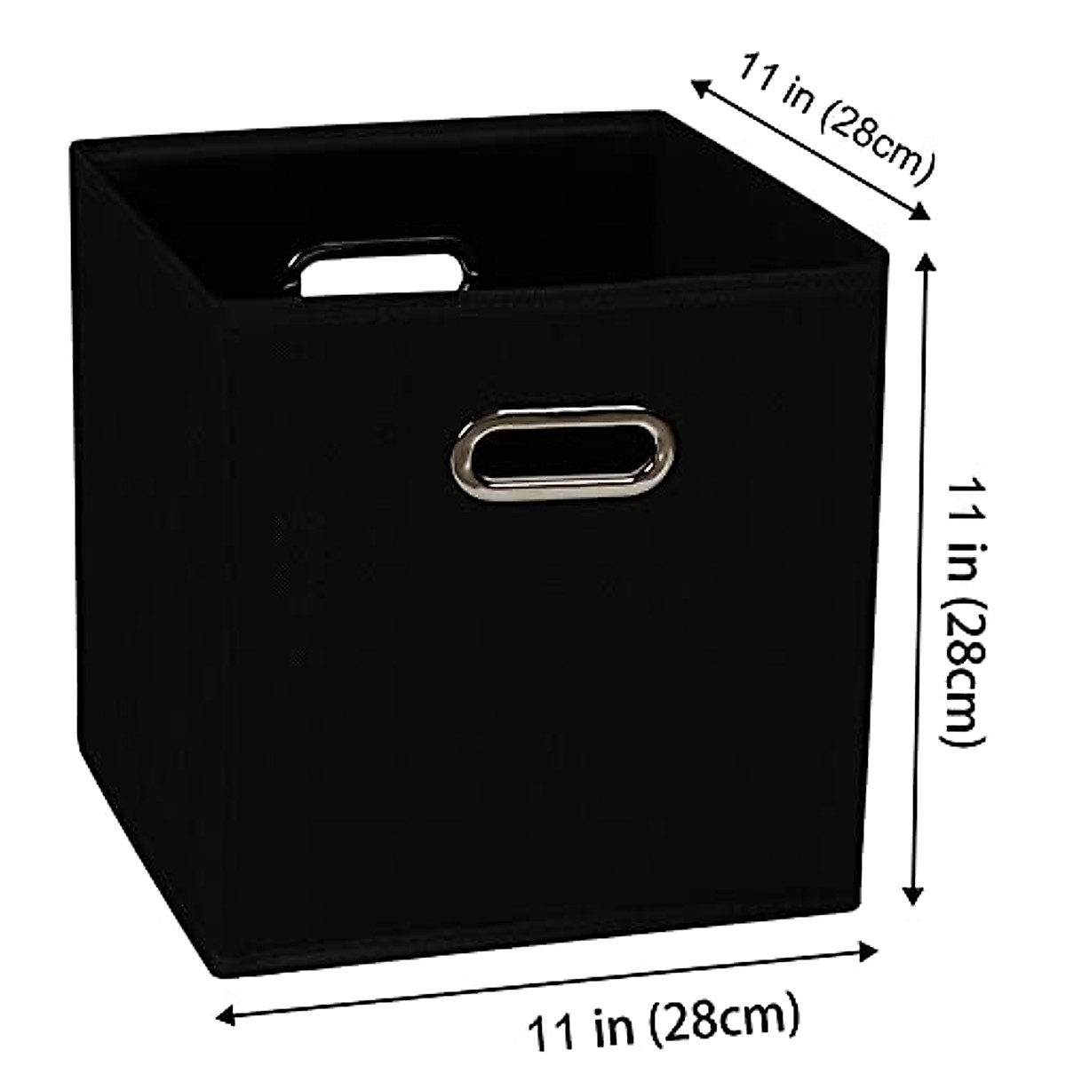 Yunkeeeper storage bins Cubes, Fabric Cube Organizer with Handle, Foldable Cube Bins for Cloth or Accessary Storage, 11x11x11, Set of 3, (Black)