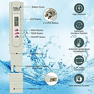 TDS Meter Digital Water Tester, Tuecota TDS Tester Water Quality Tester, Temperature and TDS Meter, Water Quality Meter for Drinking Water, Pool, Aquariums and More