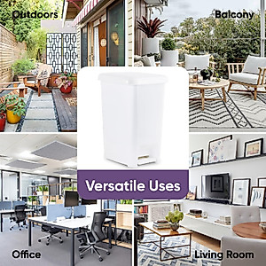 Superio 10.5 Gallon Slim Step On Pedal Plastic Trash Can, Waste Bin for Under Desk, Office, Bedroom, Bathroom- 42 Qt Beige 2 Pack (White)