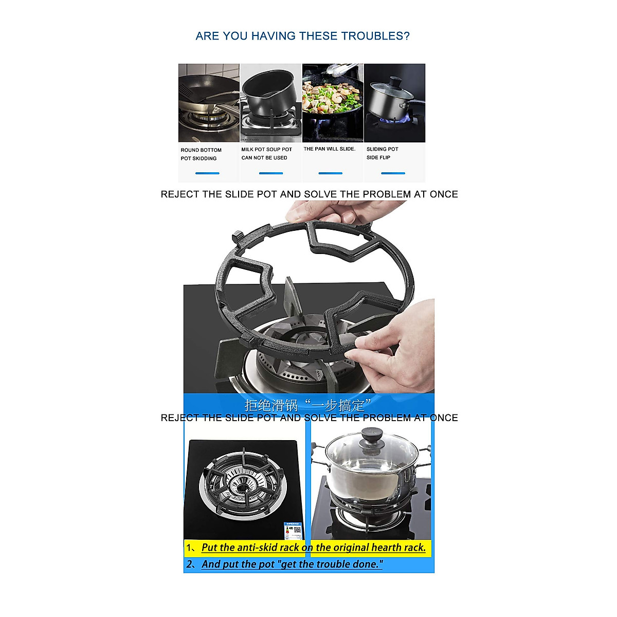 Meter Star Universal Kitchen and Camping, Stove Rack, Moka Pot Holder for Gas cooker anti-skid pot rack, cast iron furnace rack 4 Claw 5 claw milk pot Rack medicine pot Bracket