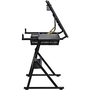 EESHHA Drawing Table Glass Drafting Table, Height Adjustable Drawing Desk with Stool, Tiltable Desk Art Table, Tempered Glass Top Painting Desk, Writing Table with 2 Drawers Beautiful Scenery