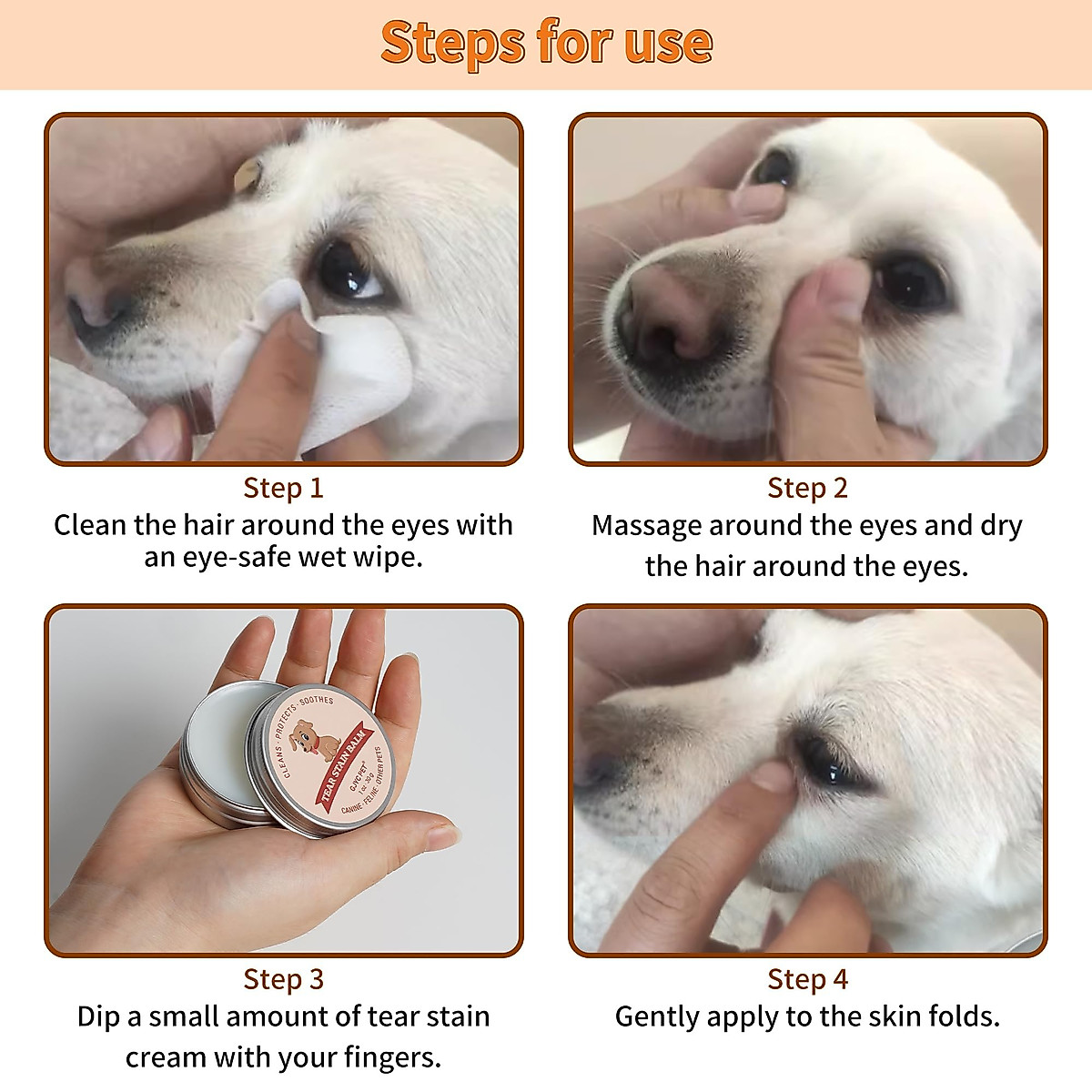Tear Stain Remover for Dogs 1oz - Dog Tear Stain Remover for White Dogs, Pet Eye Cleaner, Dog Eye Care for Tear Stains, Dog Eye Booger Remover, Cat Tear Stain Remover, Eye Stain Remover for White Fur